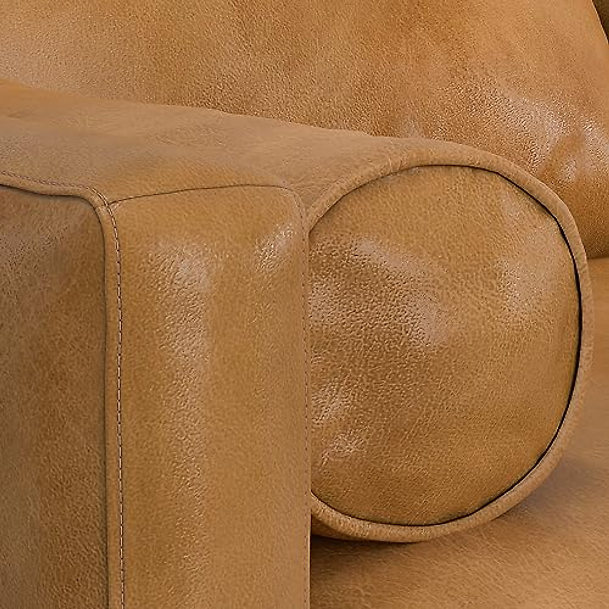SIMPLIHOME Morrison Right Sectional Sofa in Full-Grain Genuine Leather, Sienna, 102-inches Wide, L-Shaped Leather Couch with Right Chaise for the Living Room and Family Room