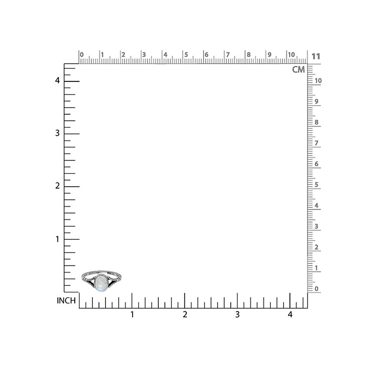 Silvershake 8X6mm Natural Oval Shape Moonstone 925 Sterling Silver Solitaire Ring Size 8