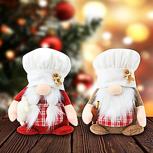 Yeahii Chef Gnome Plush Doll Cloth Handmade Baker Decoration for Tiered Tray Shelf Table Party Wedding Home Garden Ornament (A+B)