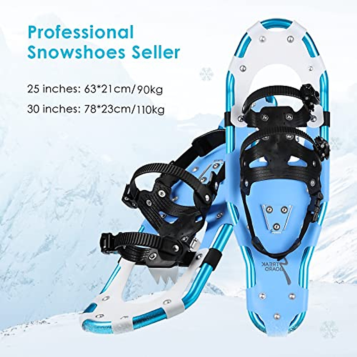 TLGREEN 3-in-1 Snowshoes for Men Women Youth Kids, Aluminum Alloy Snow Shoes with Trekking Poles and Carrying Bag, Lightweight Snow Shoes Easy to Wear, Size 25''/30''
