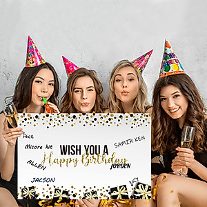 Idealmuzik Jumbo Birthday Card, Giant Birthday Party Greeting Card, Extra Large Guest Book Message Greeting Cards,Big Birthday Gifts Card for Women Men,Happy Birthday Party Decorations Supplies,14×22