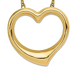 IceCarats 14K Yellow Gold Heart Love Floating Chain Slide Pendant Necklace Charm 24mm x Only