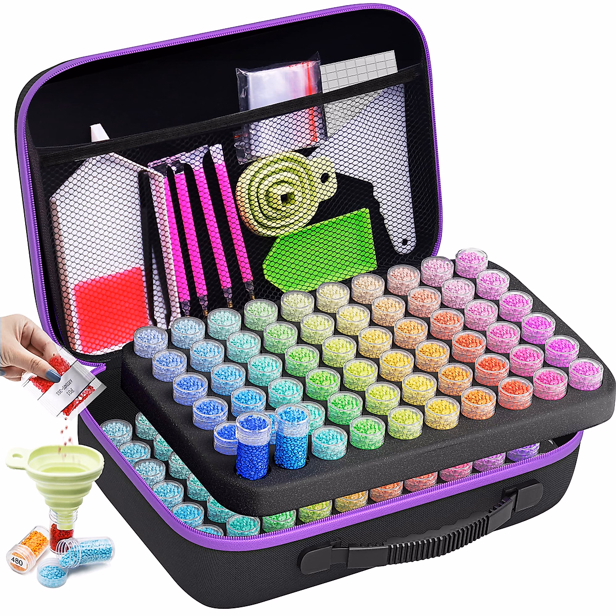 ARTDOT Diamond Painting Storage Boxes, 120 Slots Bead Storage with 5D Diamond Art Accessories and Tools Kit