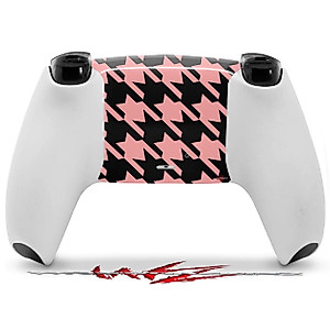 WraptorSkinz Skin Wrap compatible with Sony PS5 DualSense Controller Houndstooth Pink on Black (CONTROLLER NOT INCLUDED)