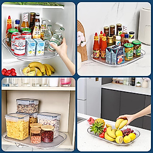 Lazy Susan Turntable Organizer for Refrigerator, 15.7" Rectangle Fridge Organizers and Storage, 360° Rotating Refrigerator Organizing Turntable for Cabinet, Kitchen, Pantry, Table Top, Countertop