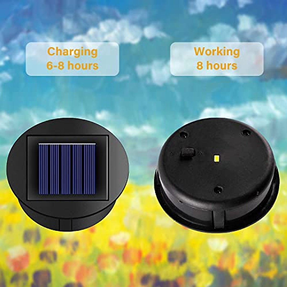 Yeuago 2022 Upgraded Solar Light Replacement Tops Parts for Outdoor Hanging Waterproof Solar Lanterns (2 Pack Warm White)