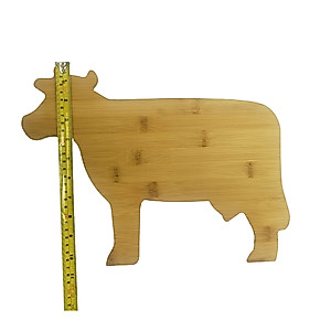 (Set of 10) Animal Cow Shaped Bulk Plain Bamboo Cutting Boards (Set of 10) | For Customized Engraving | Wholesale Premium Blank Board
