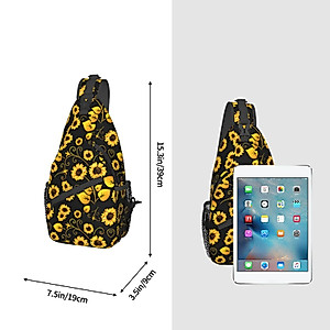 qyopvli Sunflower Sling Bag Crossbody Backpack Hiking Travel Daypack Chest Bag Lightweight Shoulder Bag For Women Men