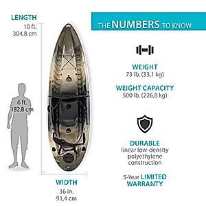 Lifetime Sport Fisher Tandem Kayak with Paddles and Backrest, Camouflage