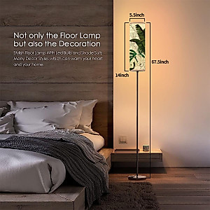 Modern Standing Lamps Fashionable tropical tropical bananas monstera leaves Minimalist Floor Lamp Metal Pole Lamp with Linen Lampshade for Bedroom Living Room Office Nursery Reading Foot Switch
