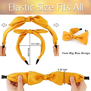 TOBATOBA Hairband, 6Pcs Big Bow Headbands for Women - Satin Silk Bowknot Retro Headband, Knotted Headband for Women Hair Accessories for Women Girls