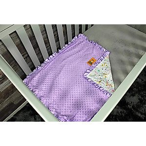 Dear Baby Gear Baby Blankets, Glitter Unicorn Pastel Rainbows, Lavender Minky, 32 Inches by 32 Inches