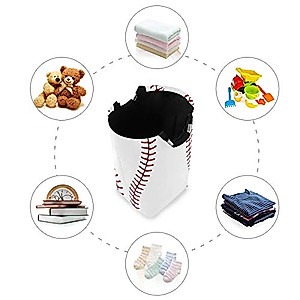 22.7"(H) Collapsible Laundry Hamper Baseball Print Laundry Basket Organizer Large with Handle Foldable Clothes Hamper
