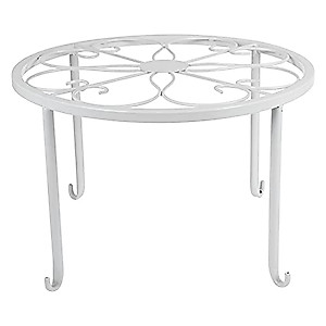 Cabilock 1pc Flower Pot Stand Metal Plant Round Wrought Iron Plant Stands Iron Flower Pot Plant Stand Rack Outdoor Plant Shelf Vintage Plant Stand White Potted Plant Office Metallic line