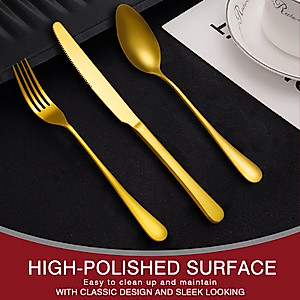 SUTETLW 20 PCS Kitchen Cutlery Set - Stainless Steel Flatware for 4 Dishwasher Safe Kitchen Tableware Ware Include 4pcs Spoon,4pcs Fork,4pcs Knife,4pcs Dessert Fork,4pcs Teaspoon (Rainbow)