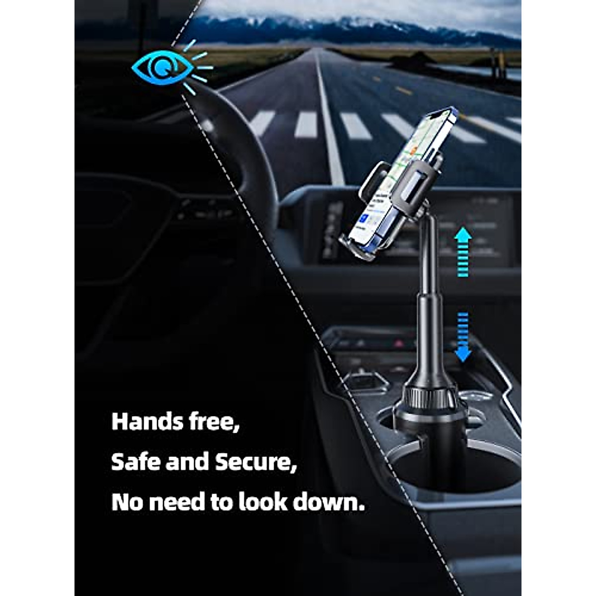 Cup Holder Phone Mount TOPGO Cup Holder Phone Holder for Car with Telescopic Adjustable Neck [Big Phone Friendly & Super Stable] Automobile Smart Phone Cradle for iPhone 14 Pro Max Samsung S23 Ultra