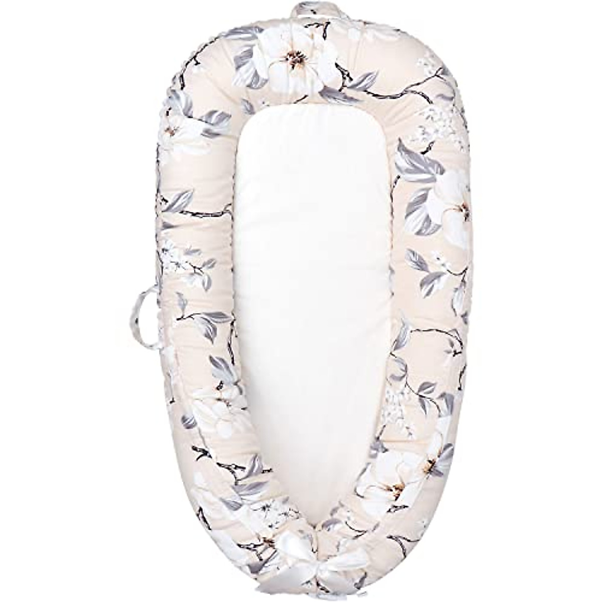 Mamibaby Baby Lounger,100% Soft Breathable, Portable Canvas Newborn Lounger Infant Floor Seat Cushion for Travel, Tummy Time, Newborn Must Have Essentials Baby Shower Registry Search(Flower)