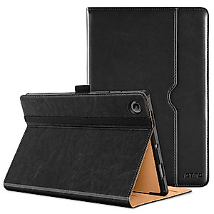 DTTO for Samsung Galaxy Tab A8 10.5 inch Case 2022, Premium Leather Business Folio Stand Cover with 3 Pack HD Tempered Glass Screen Protector for Galaxy Tab A8 10.5" [SM-X200/X205/X207], Black
