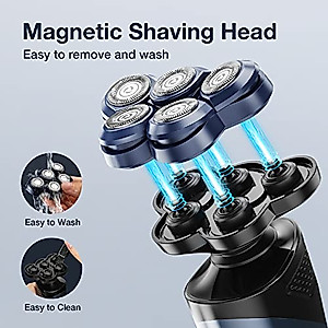 Electric Razor for Men, Rechargeable IPX7 Waterproof, 5D Portable Magnetic Shaver with Charging Stand, Cordless Men's Electric Shaver Wet & Dry Use