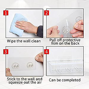 10 Pcs Shower Caddy Adhesive Replacement Strong Sticker Hooks No Punching for Bathroom Shower Caddy Soap Dish Holder Kitchen Basket Shelf(Double Hook)