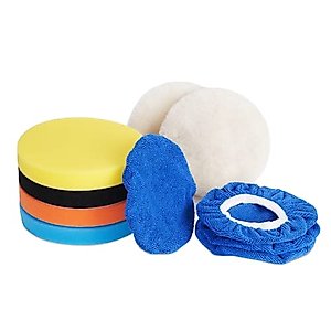 Uaoaii 6 Inch Buffing and Polishing Pad Kit, 10PCS Buffer Pads Kit W/Car Foam Sponge Pads, Wool Polishing Buffing Pads & Polishing Bonnets,for Car Buffer Polisher Compounding, Polishing and Waxing