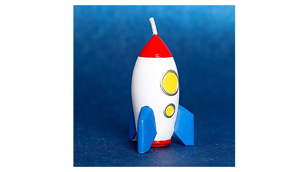 Rocket-Shaped Space Birthday Candle for Kids' Parties