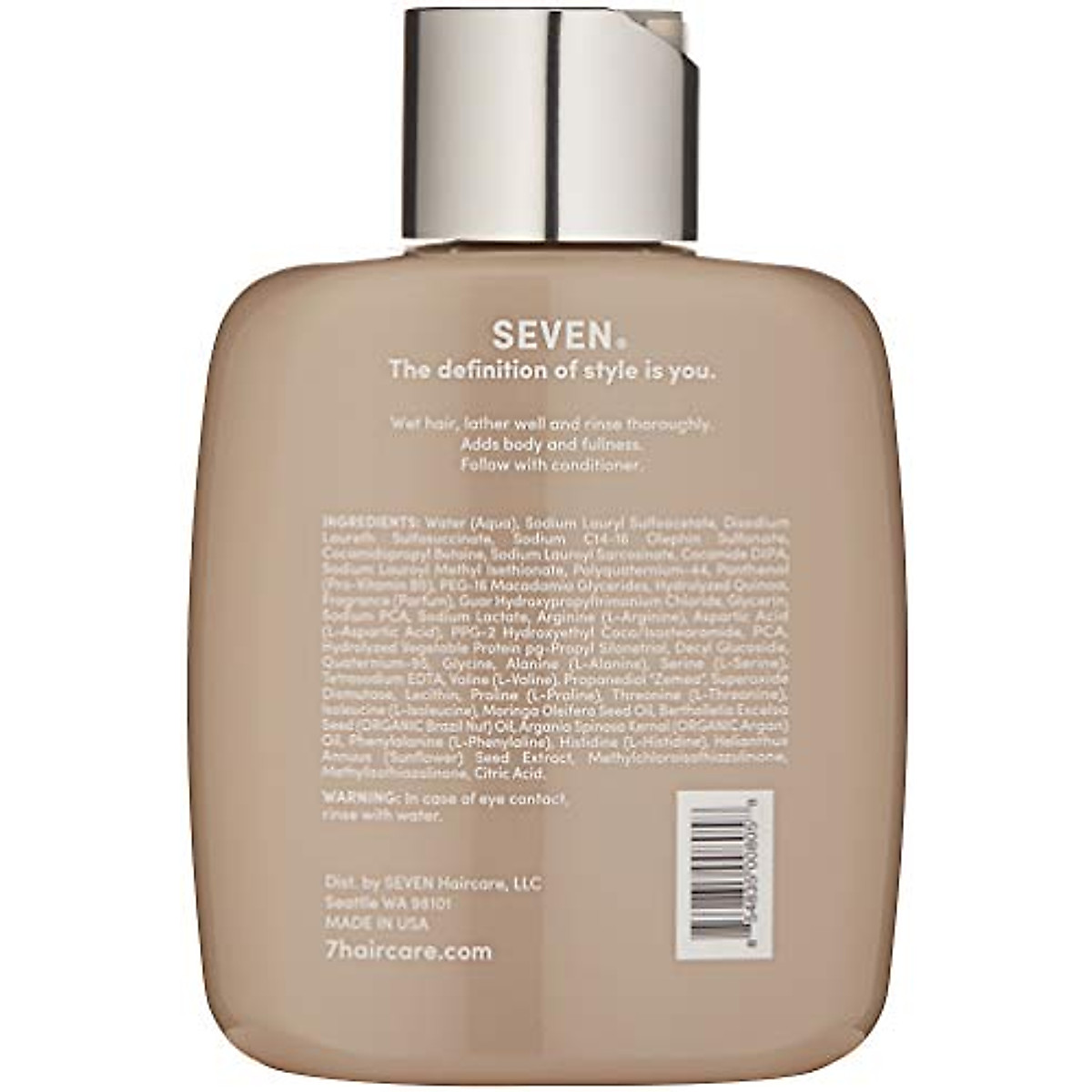 SEVEN Haircare Satara Volume Shampoo for Women & Men, Sulfate + Cruelty Free & Paraben Free with Pro Vitamin B5, Argan Oil, Hydrolyzed Quinoa Protein for Flat + Limp Hair, Made in USA, 10.8oz