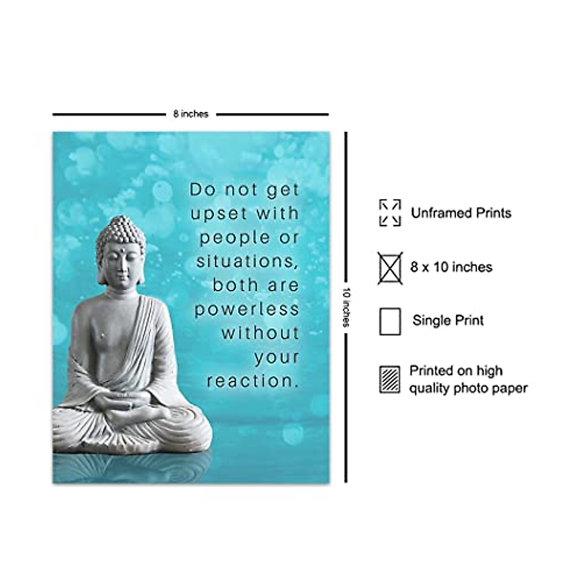 Buddha Decor - Zen Wall Art - Meditation Picture Print Home Decoration for Spa, Living Room, Yoga Studio, Bedroom - Inspirational New Age Quote Saying - Gift for Women, Buddhism Fan, Buddhist - 8x10
