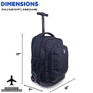 J World New York Sunny Rolling Backpack for Kids and Adults, Black, One Size