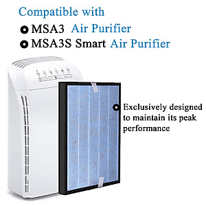Vegebe MSA3/MSA3S Filter Replacement, Compatible with Membrane Solutions MSA3 and MSA3S Smart Air Purifier, 3-in-1 H13 True HEPA, 1 Pack