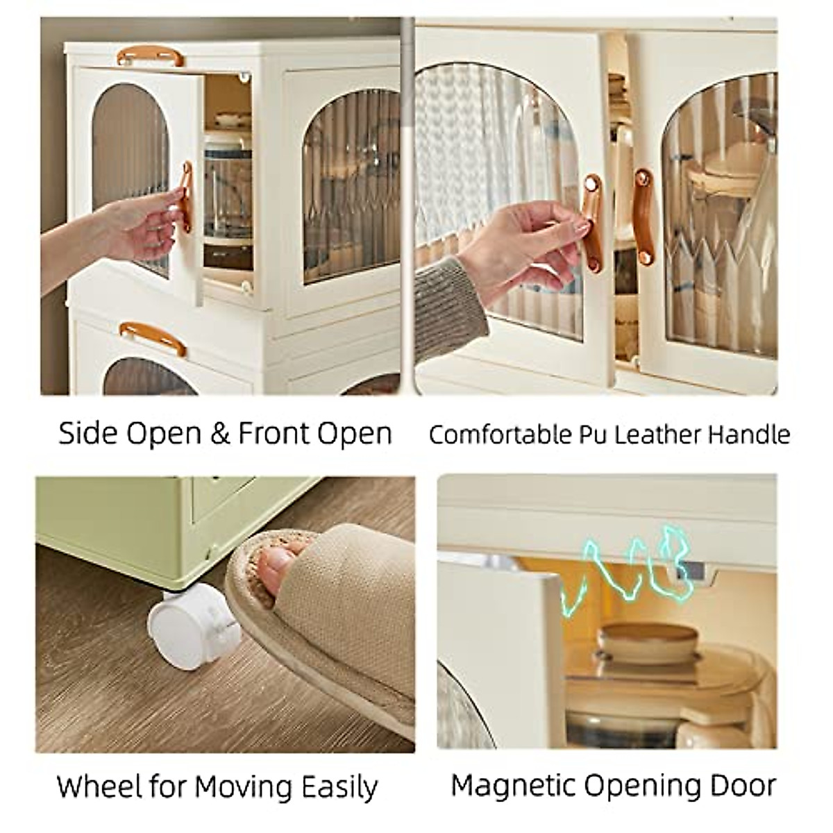 Stackable Storage Bins with Lids,Closet Organizer Collapsible Storage Bin with Door & Wheels Trunk Car Folding Storage Containers Box for Bedroom Kitchen Office Clothing Storage