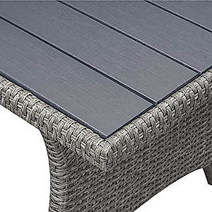 FANYE 5 Pieces All Weather Outdoor Patio Furniture Conversation Sets PE Wicker Rattan Sectional Couch Include 1 Table, 2 Sofas, 2 Ottomans and 3 Pillows Corner, Dark Gray