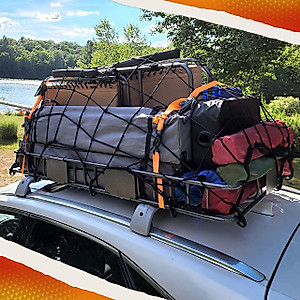 Mockins Anti Rust Roof Cargo Basket |64"x39"x6" Roof Rack Cargo Basket with 16 Cu Ft Waterproof Cargo Bag |250lb Roof Basket Cargo Carrier |Extendable Cargo Roof Rack Basket | Roof Rack Cargo Carrier