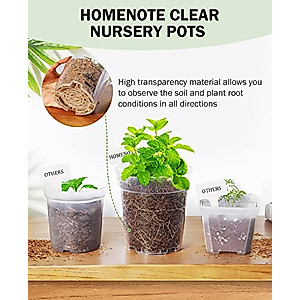 homenote Clear Nursery Pots, 60 Packs 3 Inches Seedling Pots with Drainage Holes, High Transparency Plant Pots Durable Seed Starter Pots Reusable for Plants Vegetables with Bonus 20 Plant Labels
