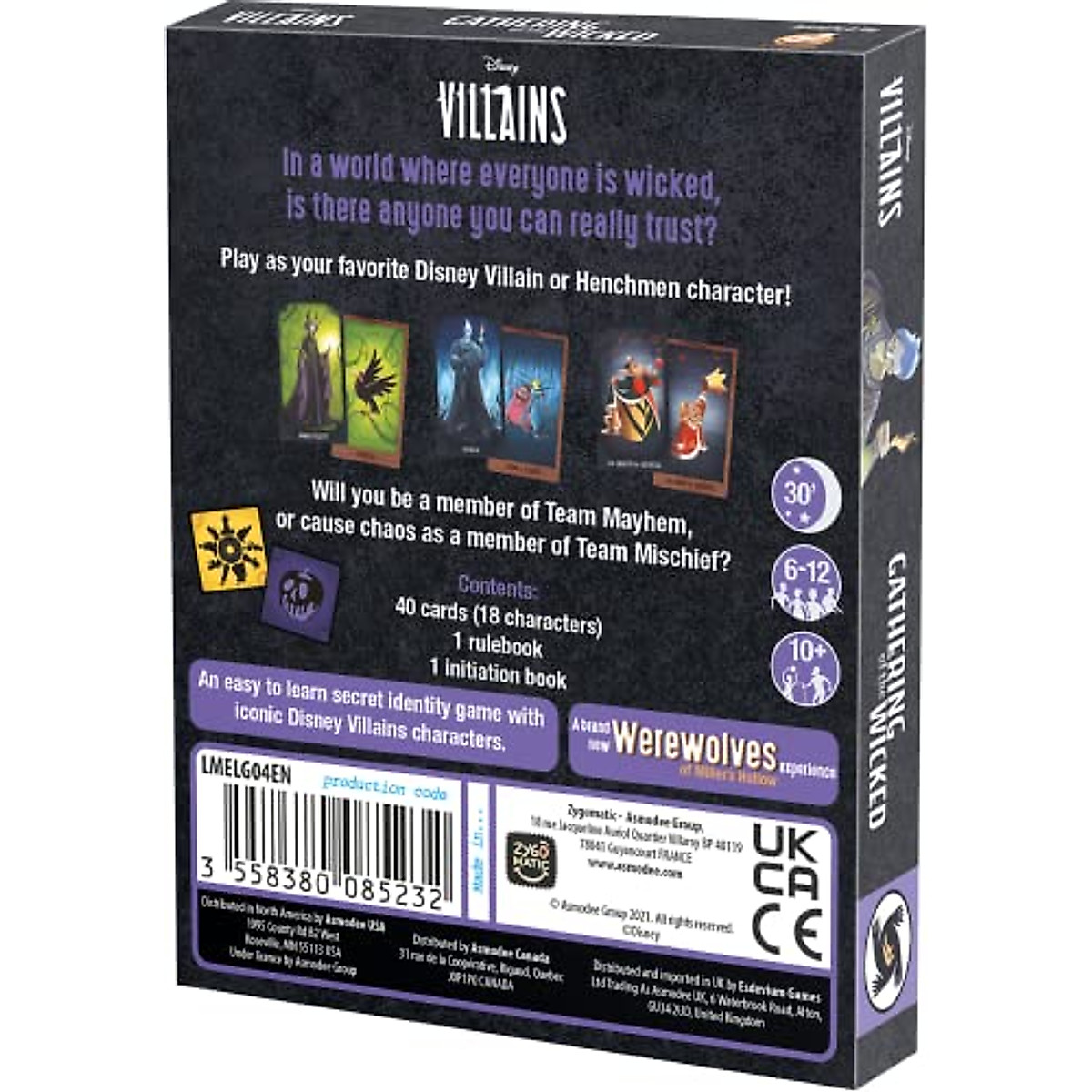 Disney Villains Gathering of The Wicked Party Game | Horror Card Game | Strategy Game for Adults and Family | Ages 10+ | 8-18 Players | Average Playtime 30 Minutes | Made by Zygomatic