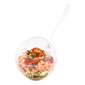 Restaurantware 3 Ounce Dessert Cups 10 Sphere Shaped Tasting Cups - 2-Piece Design Dome Lid With Opening Included Clear Plastic Appetizer Containers For Samples And Snacks Reprocessable