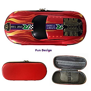 CB Cool Sports Car Pencil Case, Pencil Box for Kids Students Car Lovers, EVA Material Hard-Shell Zipper Case, Big Capacity, Fun Design (Red), 9.13 x 4.41 x 2.4 Inches
