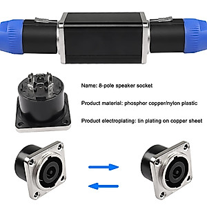 MEIRIYFA NL8MPR Speakon Coupler Connector,8Pin Speakon Female to Female Adapter Speaker Silver-Plated Plug Jack Straight Connector for NL8FC, NL8FX, NLT8X, NL8FC, NL8FX