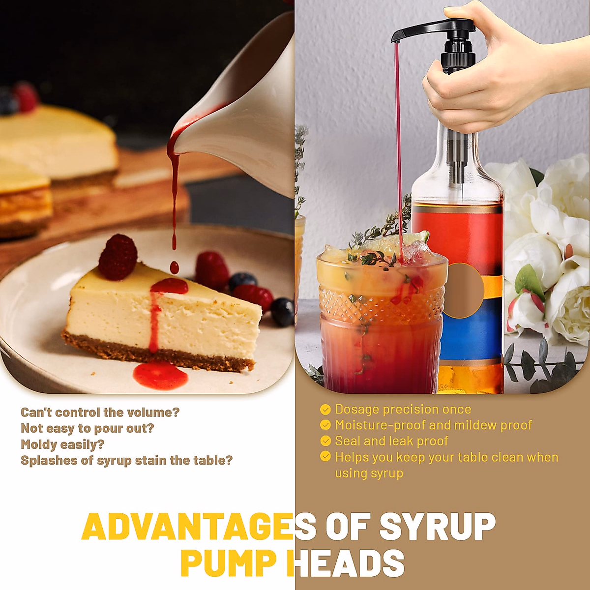 12 Pack Syrup Pump, Coffee Syrup Pump Fits 750ml/25.3Oz, 28-400 Skinny Syrup Pump, Syrup Pump Dispenser for Glasses Bottle Bar Flavoring Shampoo (Black)