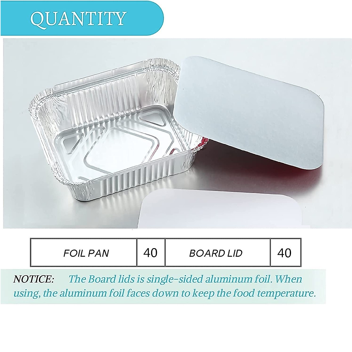 FUIIKEEM Small Aluminum Pans with Lids -(5"×4"×1.8") 1 LB Capacity Tin Foil Food Containers with Lids - 40 Pans and 40 Lids - for Cooking, Baking, Meal Prep