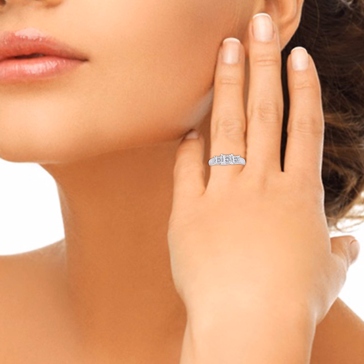 Beyond Brilliance 1.0 Carat Diamond, Prong-Set 14K White Gold 3 Stone Princess Diamond Promise Ring (H-I, I2-I3) Natural Diamond Wedding Band For Women | Gift Box Included