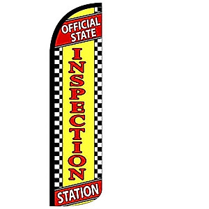 4 less Co OFFICIAL STATE INSPECTION STATION Swooper Feather Flag Windless Banner Sign 3x11.5 ft Tall (Flag Only) yz