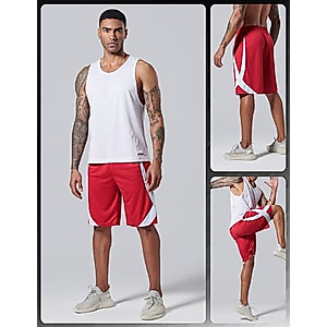 Liberty Imports 5 Pack Men's Quick Dry Athletic Basketball Shorts 9" Inseam with Pockets, Activewear for Workout Gym Running (Set 3, Medium)