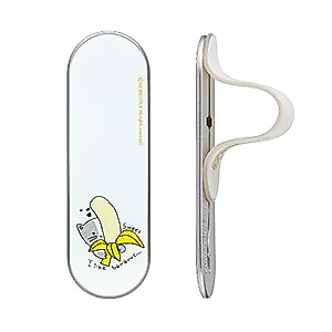 Momostick Flatstick, Cell Phone Finger Grip Strap Holder for Hand, Cell Phone Stand, New Slim Finger Loop Selfie Grip Compatible with Most Smartphones -Banana