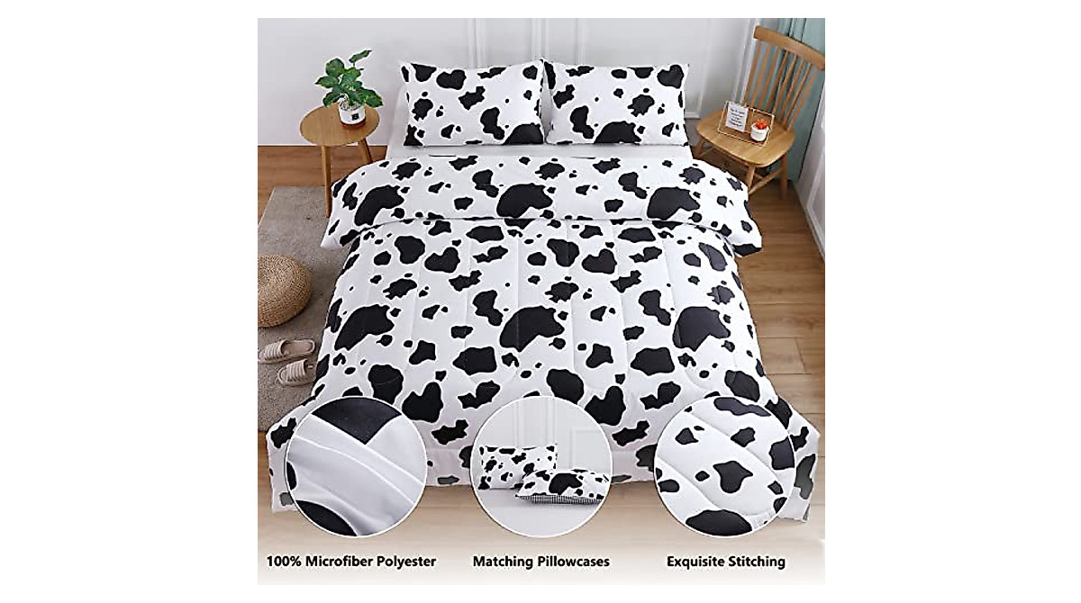 Cow Print Bedding Set - Reversible Comforter for Kids & Teens