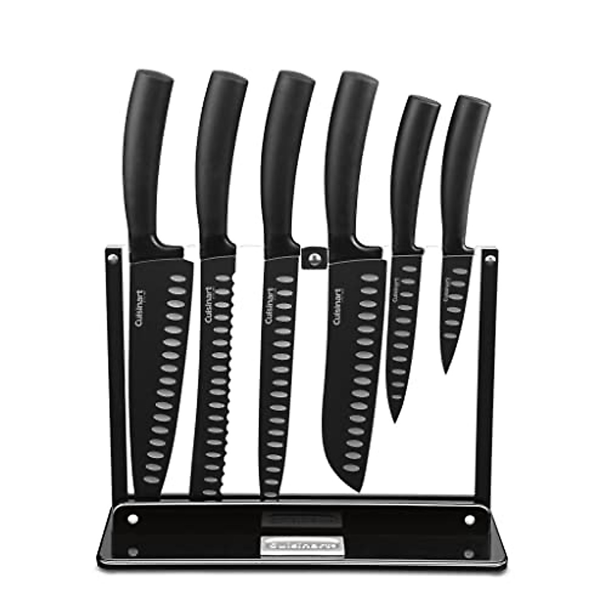 Cuisinart C77NS-7P Classic Nonstick Edge Collection 7-Piece Cutlery Knife Set with Acrylic Stand, Black