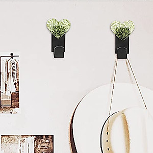 mookaitedecor Set of 2 Peridot Heart Shape Healing Crystal Coat Hooks Wall Mounted, Decorative Wall Hanger for Bathroom Kitchcen Hanging