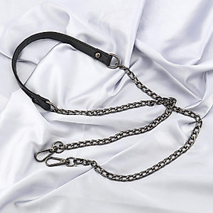 Purse Chain Strap, Slim Black Leather Wrist Strap Replacement for Handbag Shoulder Cross Body Bag - 47 Inch