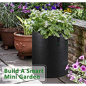 iGarden Grow Bags Tall, 10 Gallon Grow Pots 6 Pack with Handles, Heavy Duty 320G Thickened Nonwoven Fabric Plant Bag for Vegetables