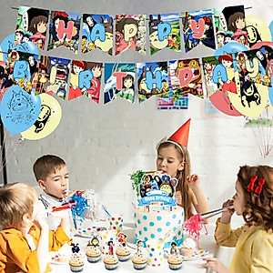 VERSAINSECT i Party Decorations,Birthday Party Supplies For Studio Ghibli Party Supplies Includes Banner - Cake Topper - 12 Cupcake Toppers - 18 Balloons -50 Studio Ghibli Stickers